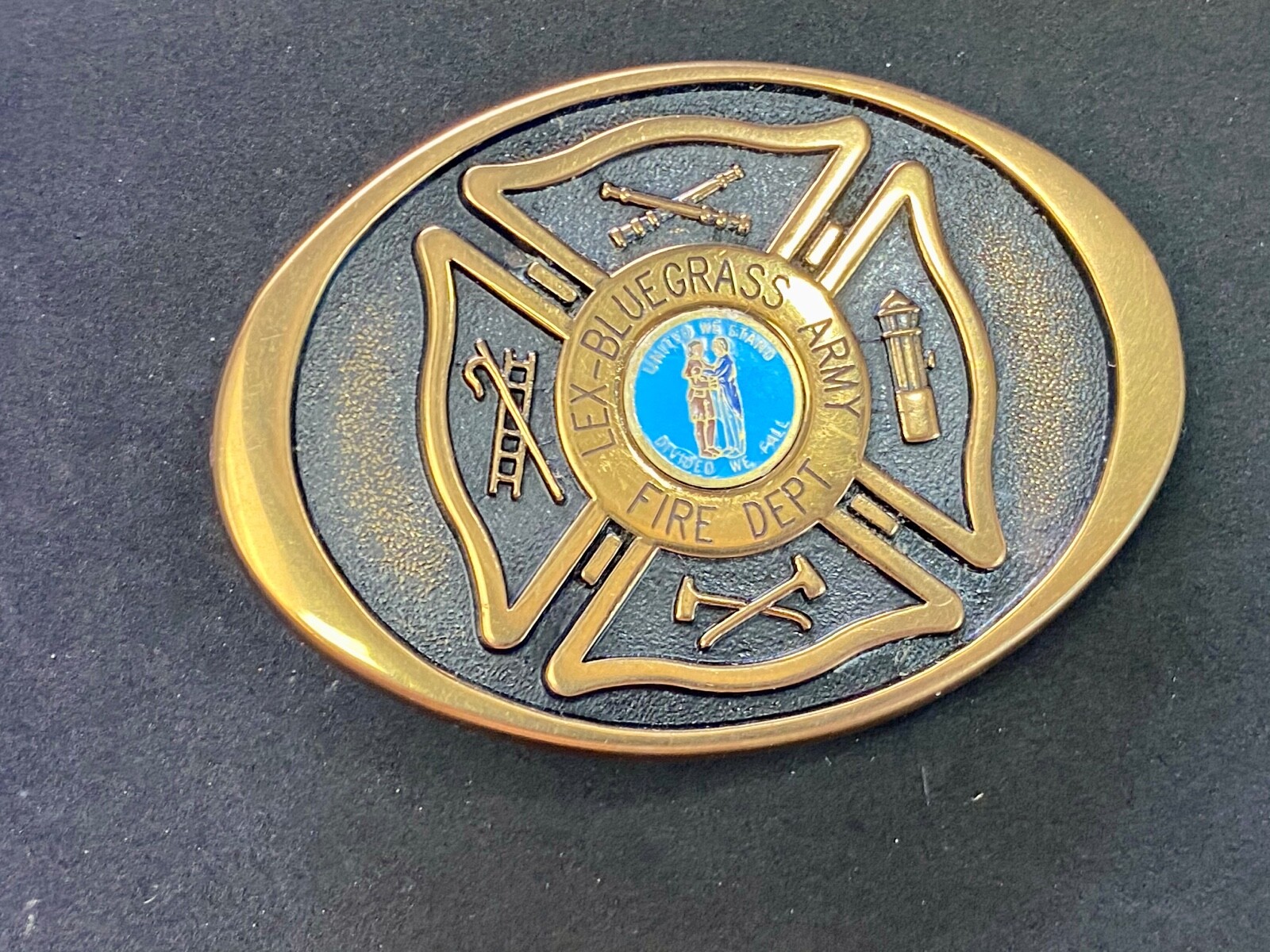 Lex Bluegrass Army Fire Dept belt buckle Fireman Figh… - Gem