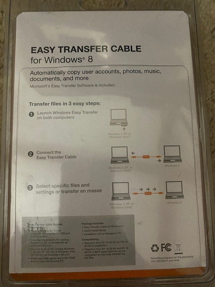 MICRADIGITAL Easy Transfer Cable For Windows 8, USB 2.0, NEW & Sealed ...