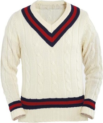 Mens V Neck Long Sleeve Cable Knit Cricket Jumper Pullover Sweater UK ...