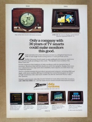 1984 Zenith ZVM Computer Monitors vintage print Ad | eBay