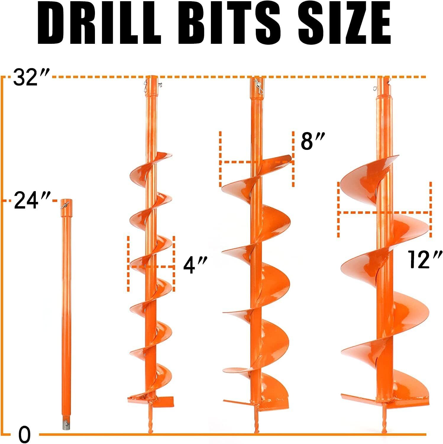 72cc 2-Stroke Gas Powered Post Hole Digger with 4" 8" 12'' Earth Auger ...