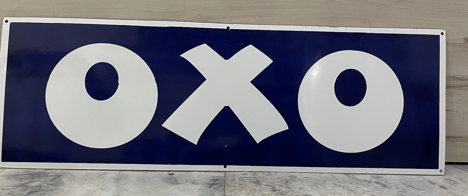 VINTAGE OXO PORCELAIN ENAMEL SIGN 36 INCHES BY 12 INCHES | eBay