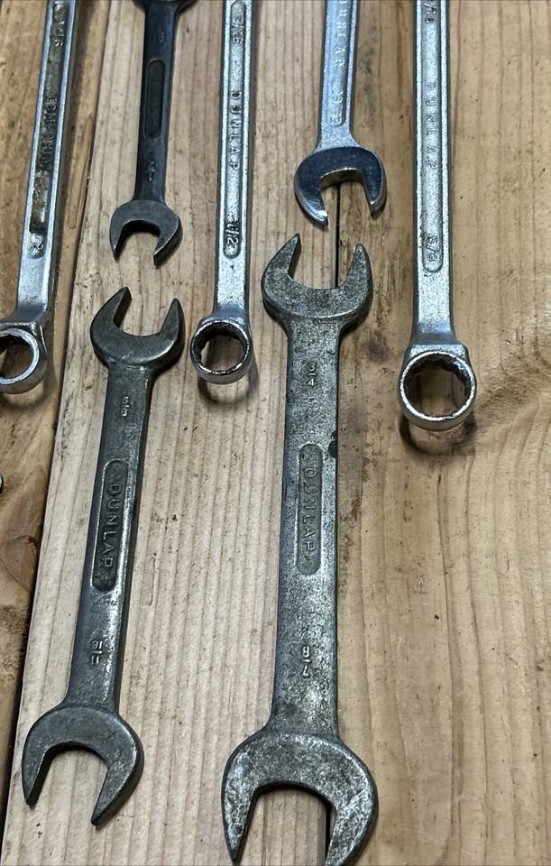 Vintage DUNLAP Wrenches Lot Of 10 Made in USA quality Various Sizes SAE ...