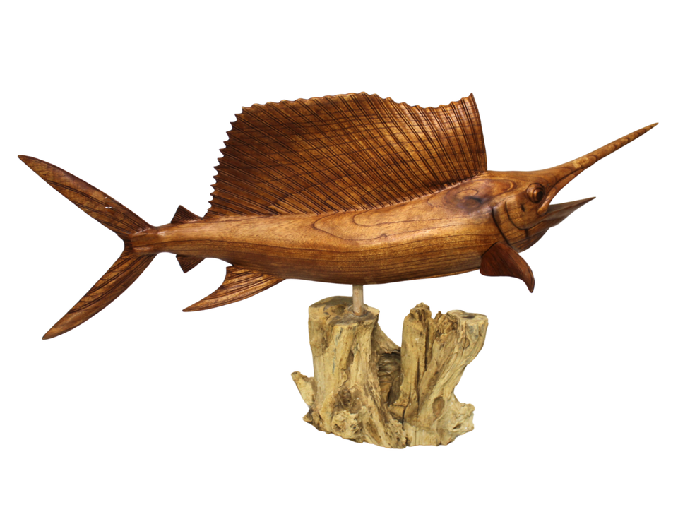 Sailfish Beautiful Handmade Wood Sculpture Statue Ocean Mount Carving ...