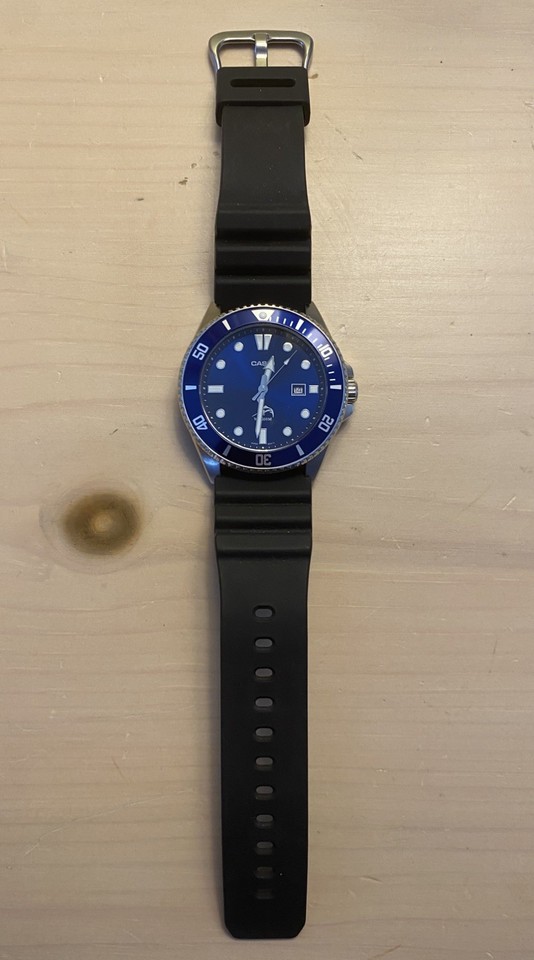 Casio MDV106 Men's Duro 200M Quartz Blue Dial & Rubber Band Analog Dive ...
