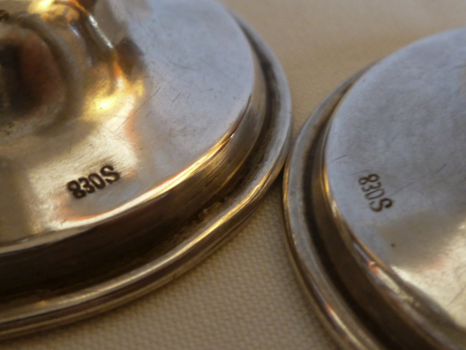 PAIR OF 830s SILVER MINIATURE CANDLESTICKS-- NORWAY DENMARK ...