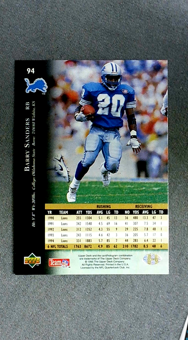 1995 Upper Deck Electric Silver #94 Barry Sanders Lions | eBay
