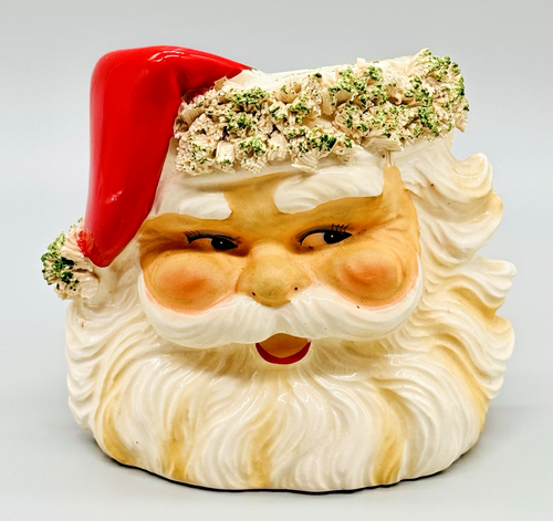 Relpo Santa Claus Face Vase Planter Spaghetti Trim 5 inch 1950s A916 | eBay
