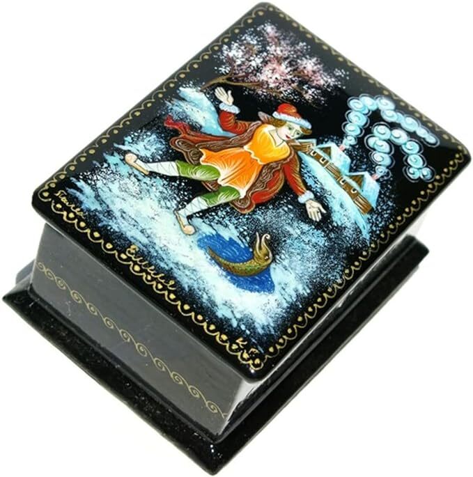 Miniature Handmade Russian Lacquer Keepsake Jewelry Box Trinket Fairy ...