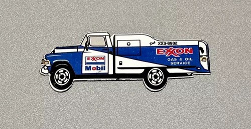 VINTAGE 12” EXXON MOBIL GASOLINE TIRE SERVICE TRUCK PORCELAIN SIGN CAR ...