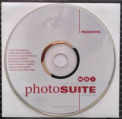 MGI PhotoSuite Platinum Edition Version 4.0, 2001, Program Disc, Photo ...