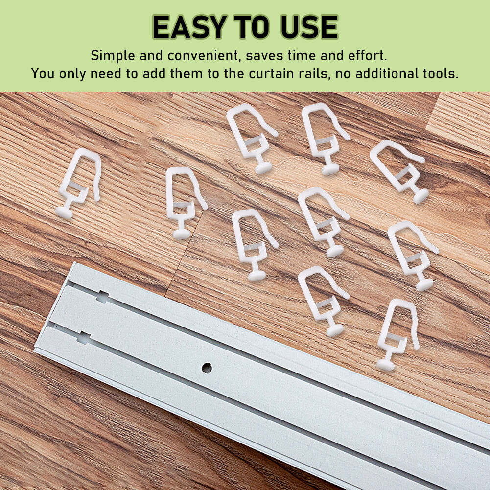 Universal With Pleated Hook 6mm Head Home Removable Curtain Rail Slider ...