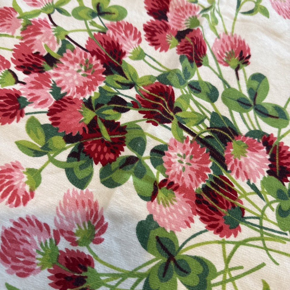 Vintage Printed Tablecloth Red Clover 49x53 1950's Square Floral Bright ...