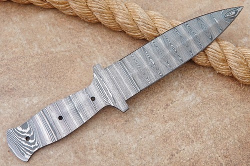 CUSTOM HAND FORGED DAMASCUS STEEL BOOT DAGGER HUNTING BLANK BLADE KNIFE ...