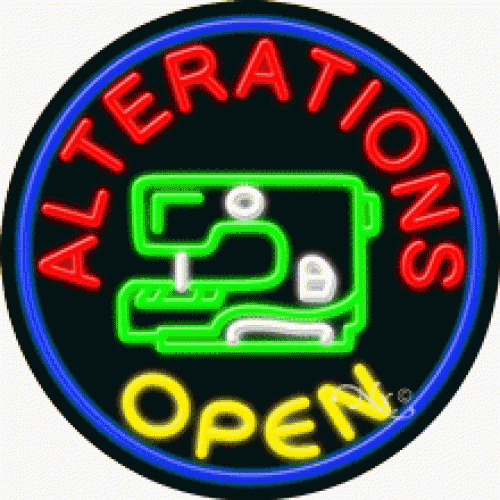 NEW “ALTERATIONS OPEN" 26x26x3 REAL NEON BUSINESS SIGN w/CUSTOM OPTIONS ...