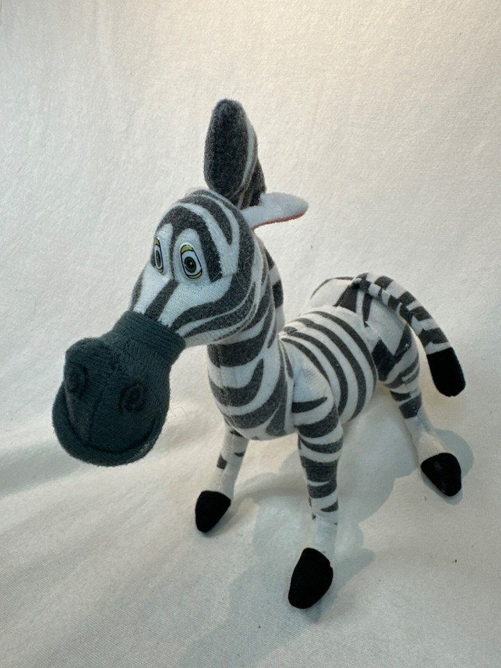 Madagascar Marty Striped Plush Zebra Stuffed Animal Toy 9" Long Hard ...