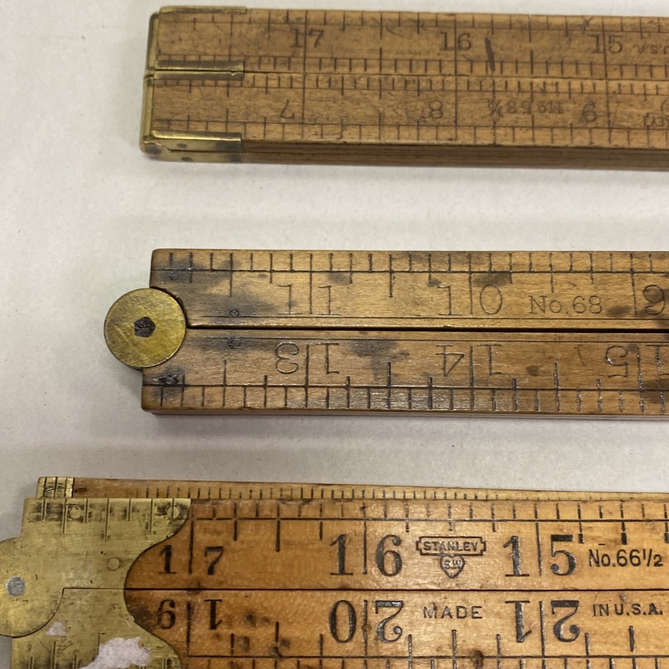 Six Diff Stanley Lufkin Boxwood Brass Carpenters Folding Ruler Lot vtg ...