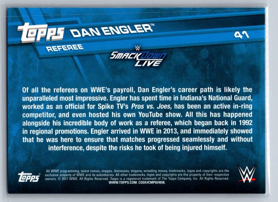 2017 Topps WWE Dan Engler Referee #41 | eBay