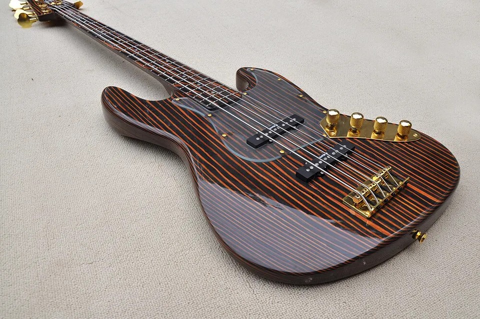 Electric Bass Guitar Zebra Fingerboard Gold Hardwares Transparent ...