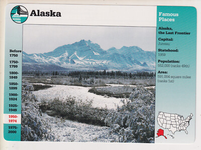ALASKA State History Photo Denali Park 1995 GROLIER STORY AMERICA CARD ...