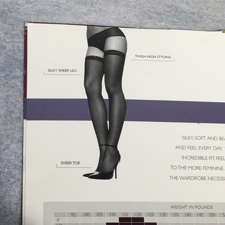 New in Package Hanes Silk Reflections Barely Black Thigh Highs Size CD ...