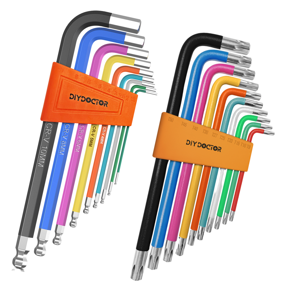 Allen Key Set Torx Twin Pack Metric Ball Star End Hex Folding Wrench ...