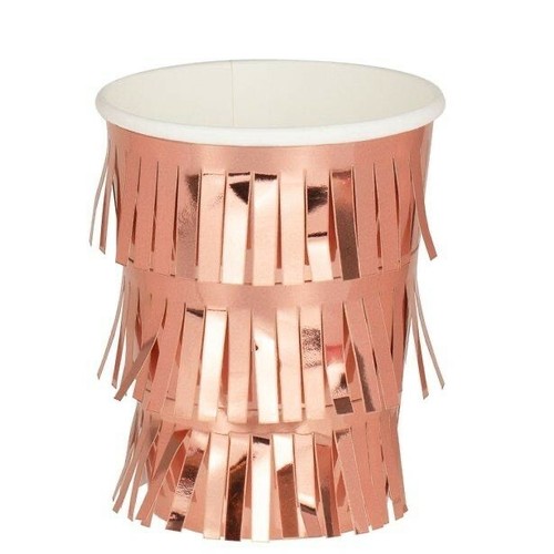 Ginger Ray Rose 8 Gold Fringed Paper Cups Party Tableware Birthday ...