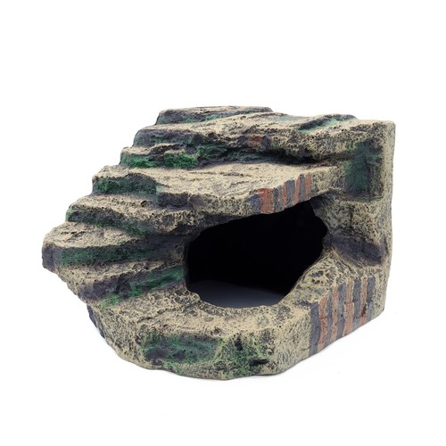 JIHAQUA Large Resin Reptile Cave Hideout Decor for Leopard Gecko Lizard ...
