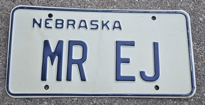 Nebraska Vanity License Plate MR EJ | eBay