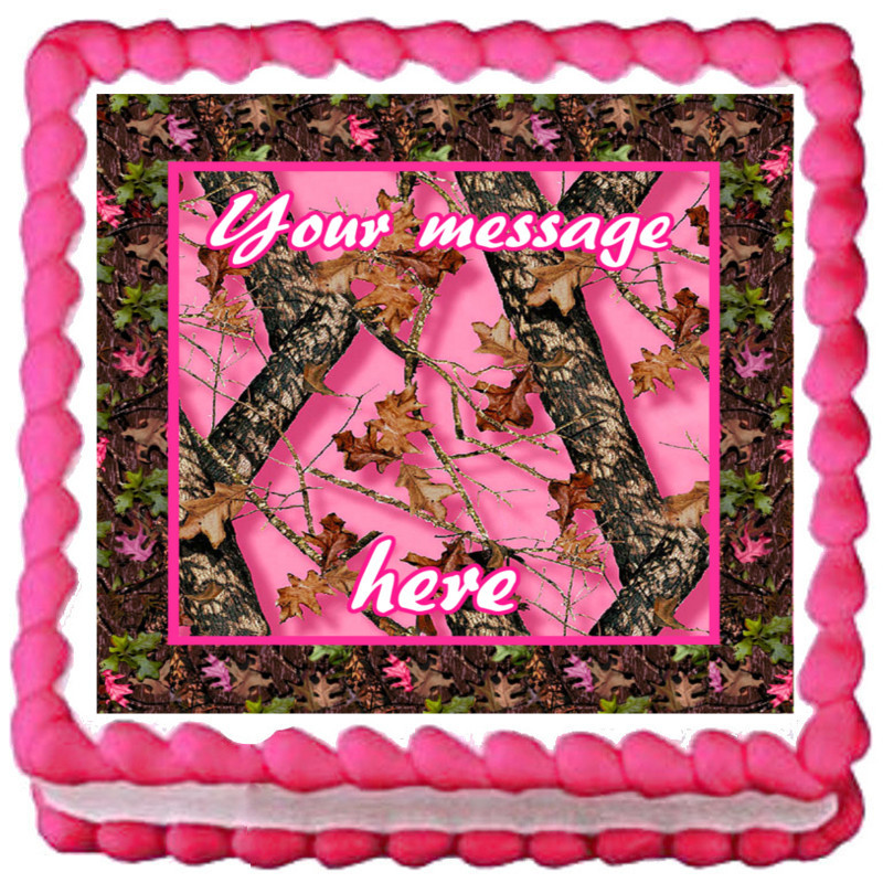 PINK CAMO TREE CAMOUFLAGE Image Edible cake topper decoration | eBay