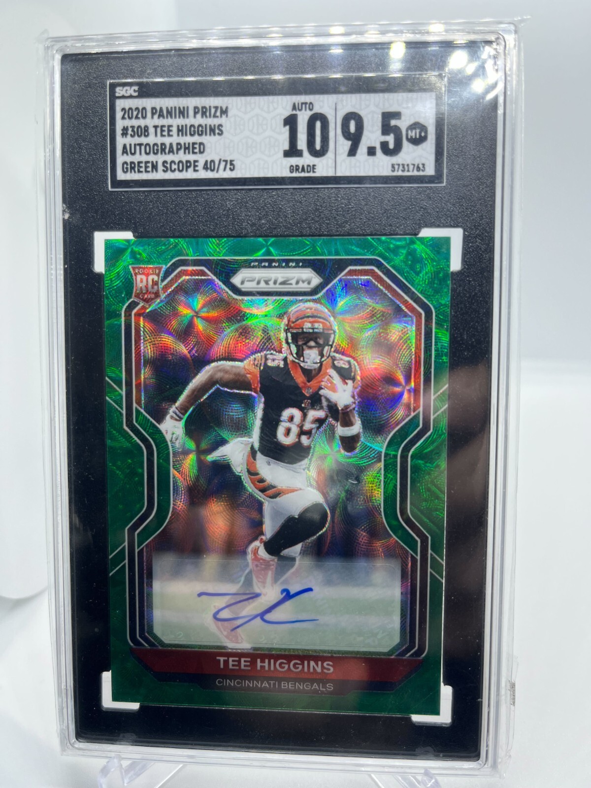 2020 Prizm TEE HIGGINS Rookie Autograph RC Green Scope 40/75 SGC 9.5/10 ...