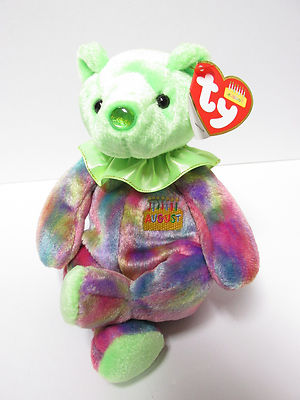 Ty Beanie Baby August Birthday Bear Collection w/Ruffles PRISTINE New w ...