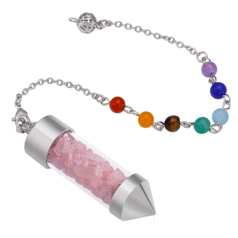 10pcs 7 Chakra Wishing Bottle Pendulum Reiki Natural Chip Mixed Stone ...