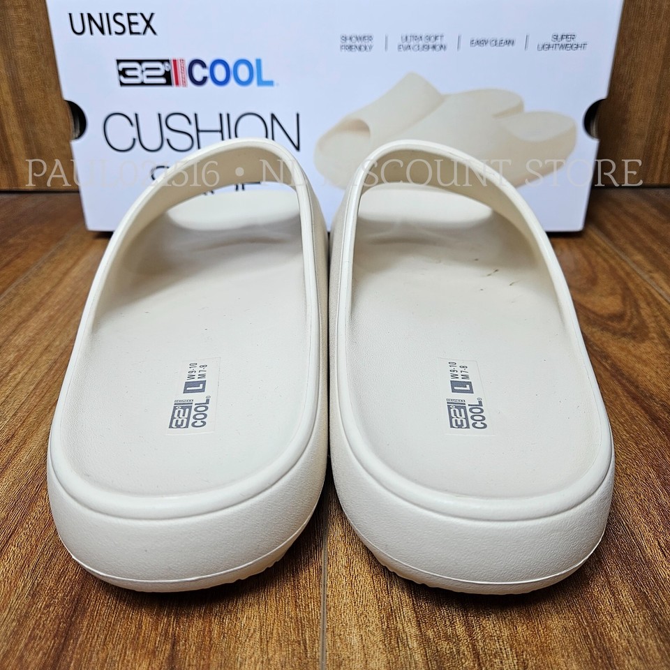 32 DEGREES COOL Cushion Slides Unisex (W)Women's & (M)Men's ~ Cream | eBay