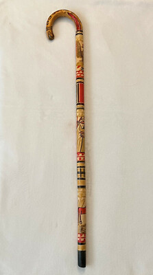 Hand Carved Painted Wooden Mexican Aztec Cane Walking Stick | eBay