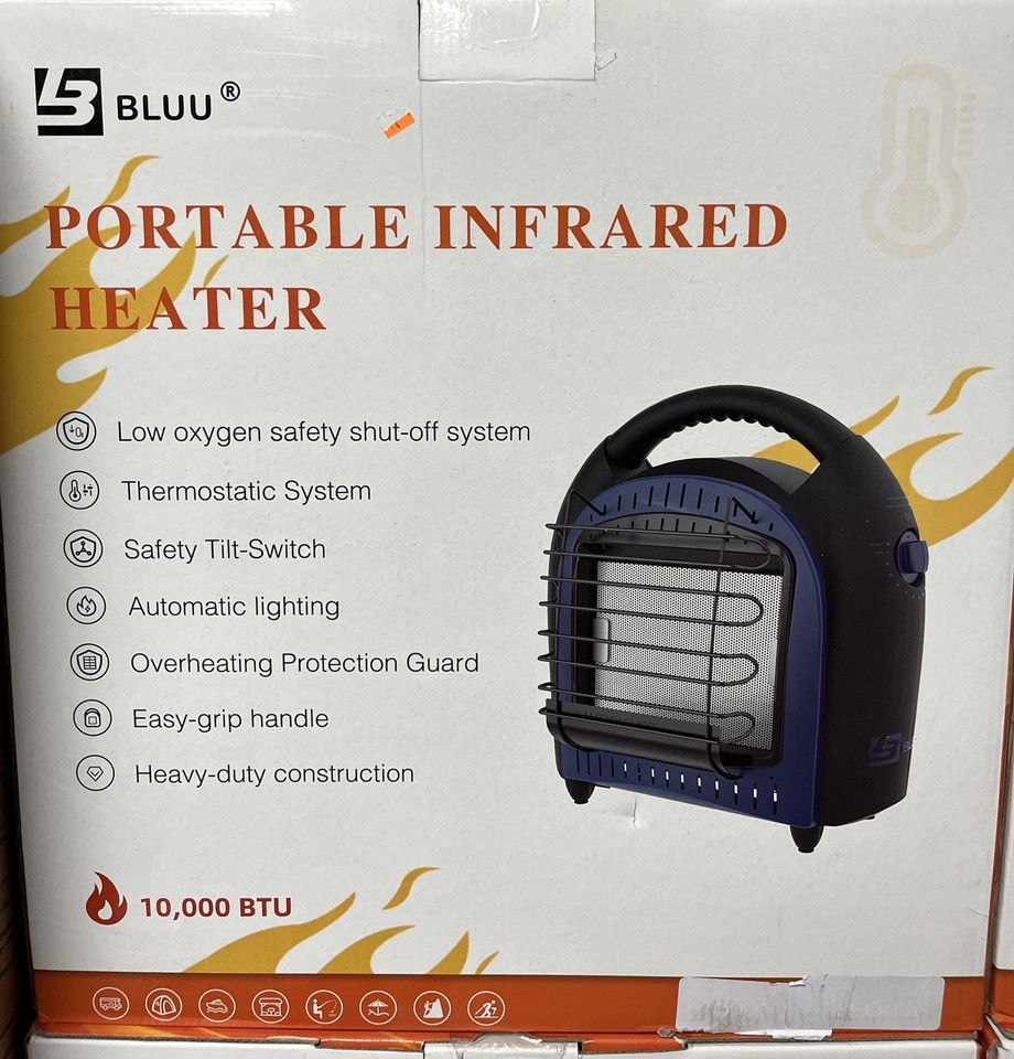 BLUU 10,000 BTU Portable Infrared Heater Propane Heater Auto Temp ...