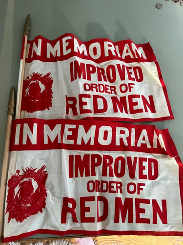 NOS Improved Order of Red Men Fraternal memorial flags 5 Indian Native ...