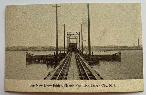 NJ Postcard Ocean City New Jersey Bridge Electric Fast Line Trolley ...