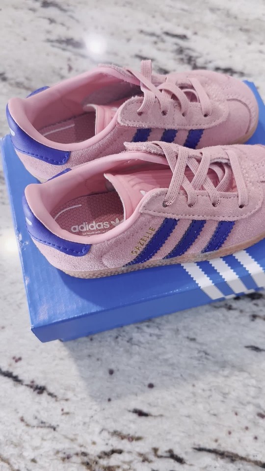 adidas Gazelle EL I Infant/Toddler Size 7K Pink/Blue Suede Gum Sole ...