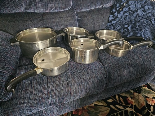 Salad Master T-304S 5 Star Cookware 10 Piece Set Vapo Lids Pan Skillet ...