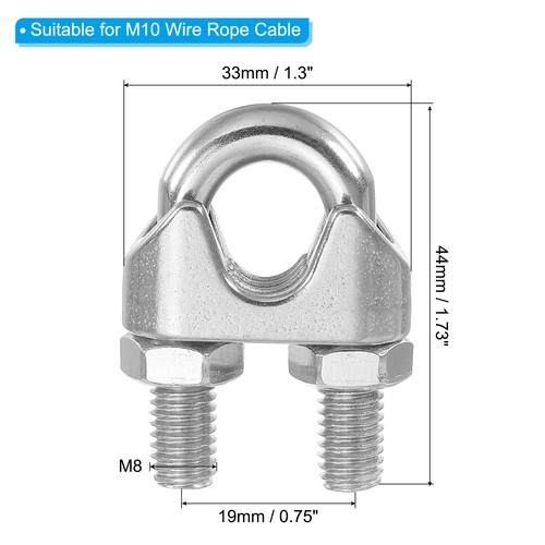 3/8 Inch M10 Wire Rope Clamp Clip 8 Pcs U Bolt Saddle Fastener | eBay