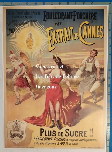 EDULCORANT PORCHERE EXTRAIT DE CANNES art nouveau illustrat pharmacie ...