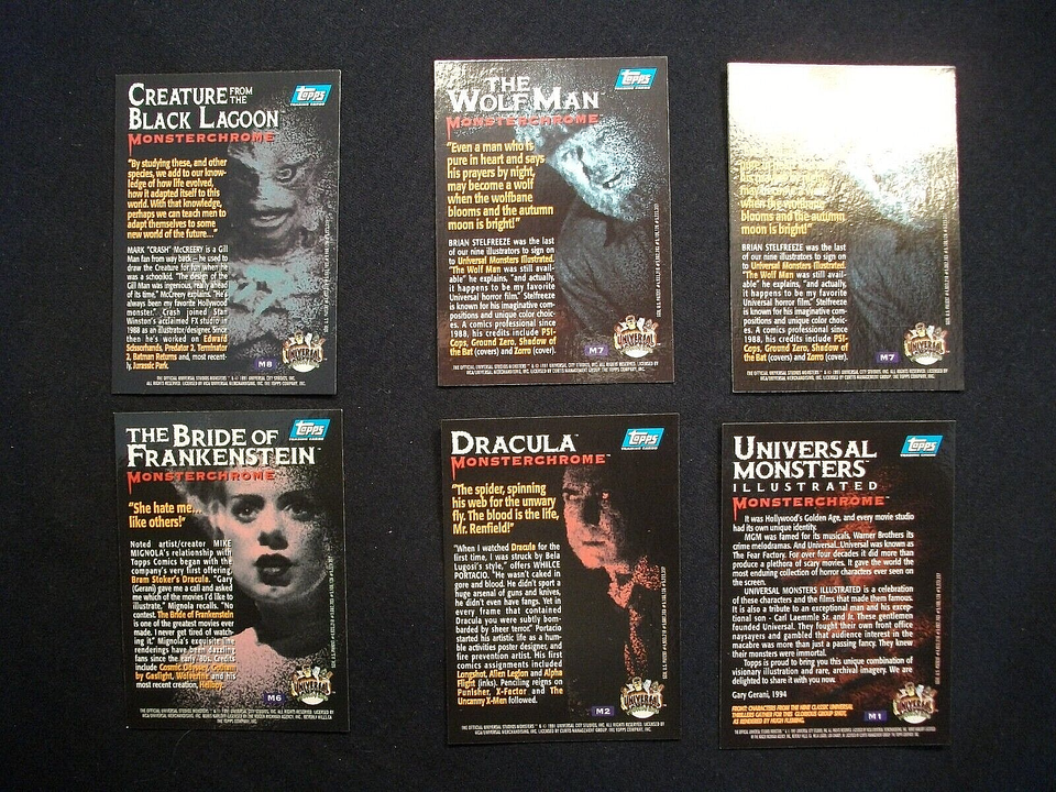 1994 Topps UNIVERSAL MONSTERS MONSTERCHROME cards QUANTITY U PICK READ ...