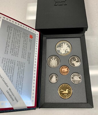 1990 Canada Proof Double Dollar Prestige Set with Kelsey Silver Dollar ...