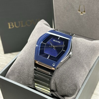 NEW Bulova Gemini Blue Dial Silver Tone Steel Elegant Men's Watch ...