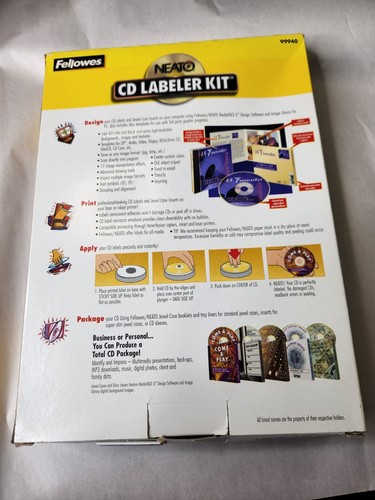 Fellowes Neato CD DVD Labeling System 120 Labels Install Kit 99940 for ...