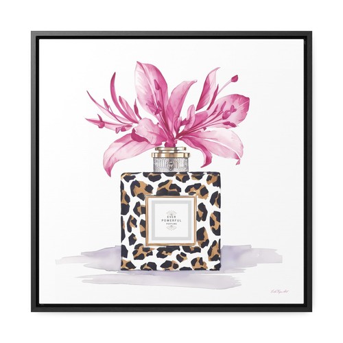 Square Frame Canvas Wall Art, Leopard Print Perfume Bottle, Fashion ...