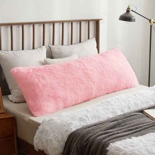 Cozy 20x54 Long Fluffy Body Pillow Cover, Plush Fuzzy Faux Fur Body ...