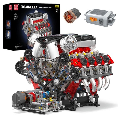 V8 Engine Model Kit That Runs - MOC Engineering Building Blocks Set ...