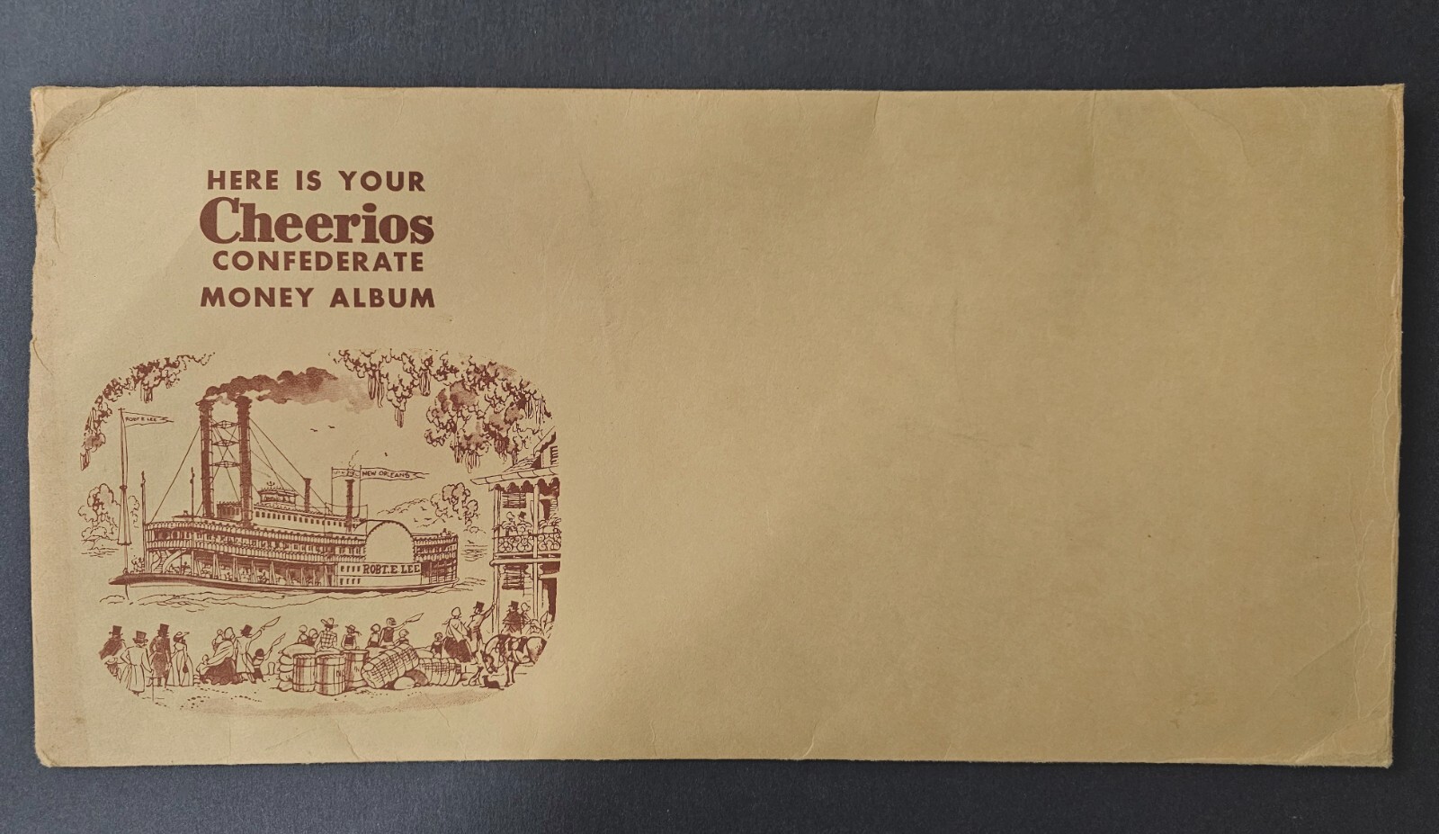 1955 CHEERIOS CONFEDERATE MONEY ALBUM PREMIUM IN MAILING ENVELOPE 18"X9 ...